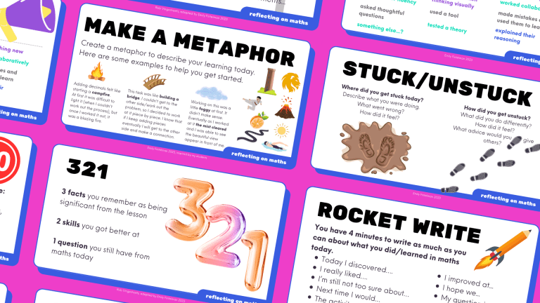 Prompts for Maths Reflections | Emily Fintelman